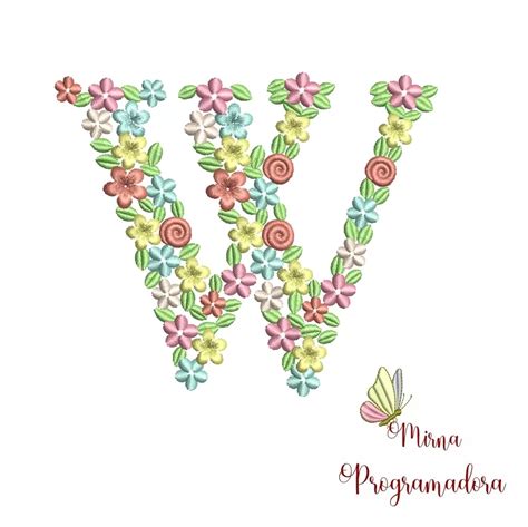 Matriz De Bordado Floral Letra V Shop Bazar Cia