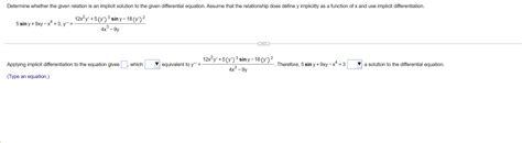 solved determine whether the given relation is an implicit