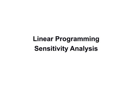 Sensitivity Analysis Ppt