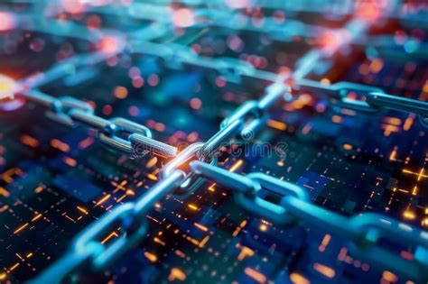 Interlocking Chains Of Blockchain Technology On A Circuit Board Imagine The Potential