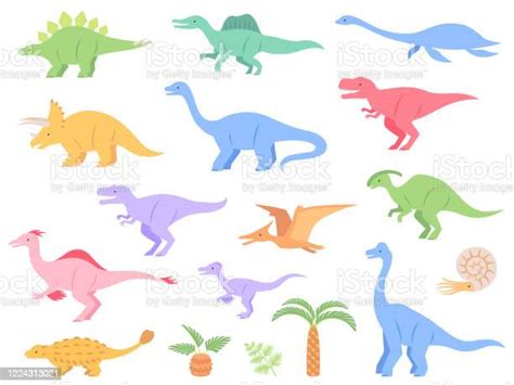 ชุดไอคอนภาพประกอบไดโนเสาร์สีอ่อน ภาพประกอบสต็อก ดาวน์โหลดรูปภาพตอนนี้ Pastel Coloured