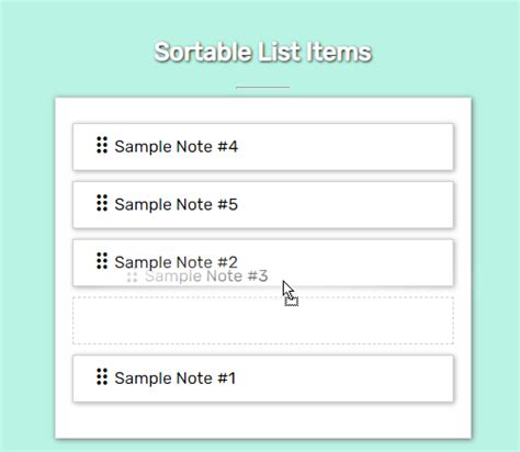 creating a sortable list items using javascript tutorial sourcecodester