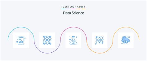 Data Science Blue 5 Icon Pack Including Cloud Science Line Essential