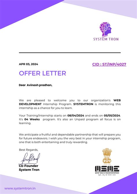 I Am Happy To Announce That I Got An Internship At System Tron Looking Forward To This New