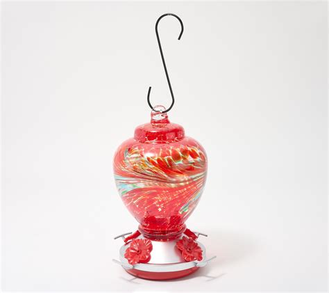 Ultimate Innovations Glass Hummingbird Feeder W Brush Red Multi