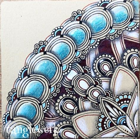 Zentangle Artwork With Blue And White Circles