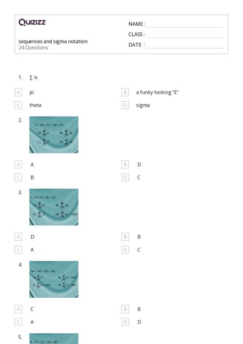 50 Sigma Notation Worksheets For 9th Grade On Quizizz Free And Printable