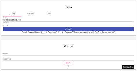 form wizard tabs codesandbox