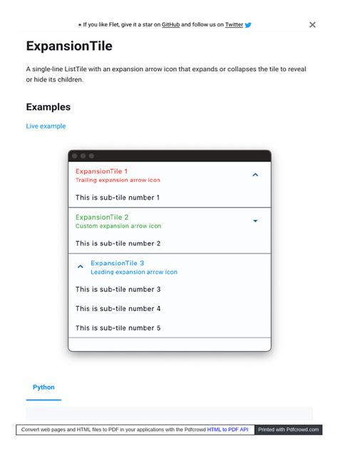 Flet Dev Docs Controls Expansiontile Pdf Html World Wide Web