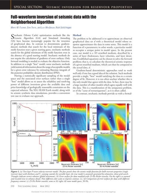 Full Waveform Inversion Of Seismic Data With The Neighborhood