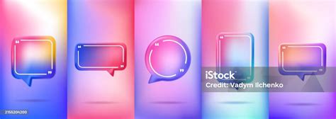 벡터 일러스트 레이 션입니다 3d 미니멀리스트 전단지 세트 견적 프레임 빈 템플릿입니다 격리된 텍스트 상자입니다 인용 빈 말풍선 그라데이션 색상 배경입니다 단순한 모양