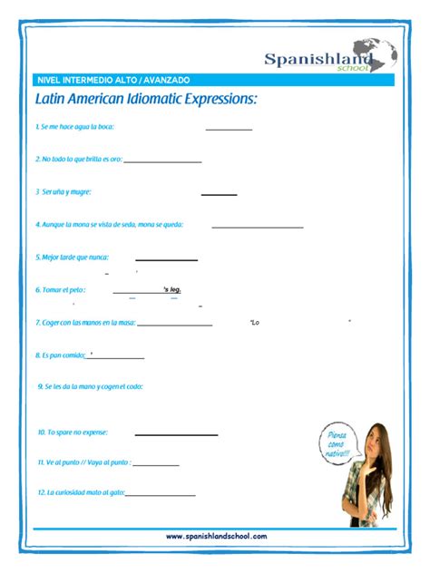 Idiomatic Expressions From Latinamerica Cheat Sheet Pdf