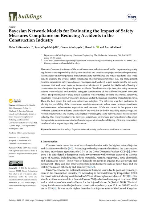Pdf Bayesian Network Models For Evaluating The Impact Of Safety Measures Compliance On