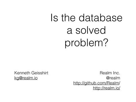 Pdf Is The Database A Solved Problem Dokumentips