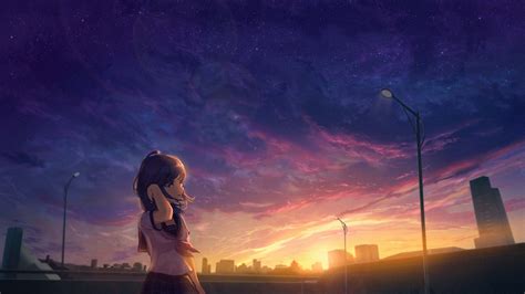 Anime Girl HD Sunrise Wallpaper HD Anime K Wallpapers Images And Background Wallpapers Den