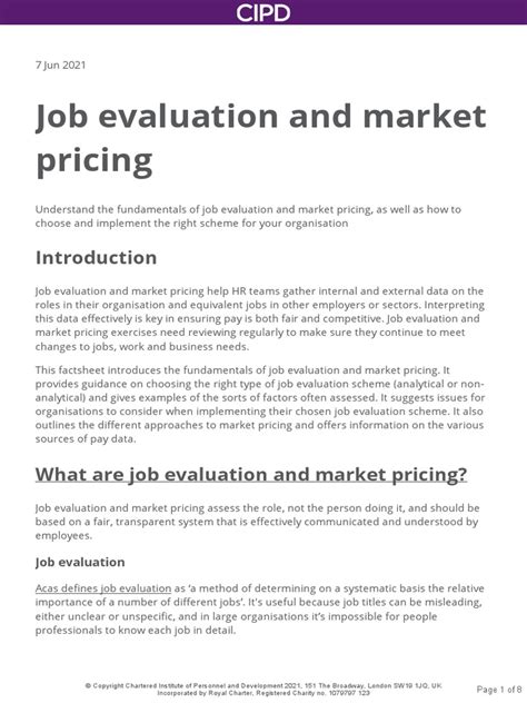 5hr03 Cipd Factsheet Job Evaluation And Market Pricing Pdf
