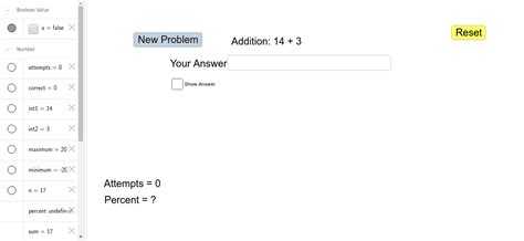 Integer Addition Geogebra