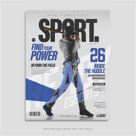 Sport Magazine Cover Template Baseball Blue Theme In Photoshop Psd