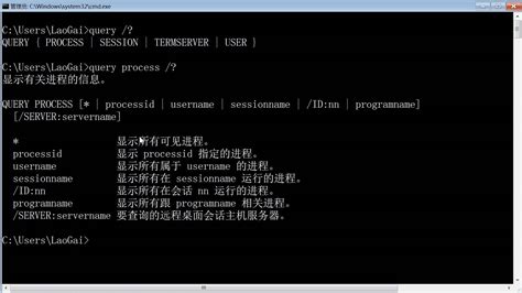 dos命令query图文教程，查询进程远程桌面用户会话批处理脚本 user
