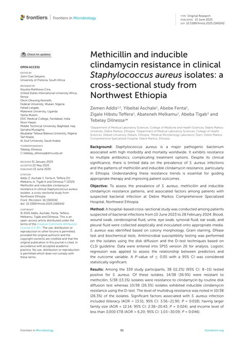 Pdf Methicillin And Inducible Clindamycin Resistance In Clinical Staphylococcus Aureus