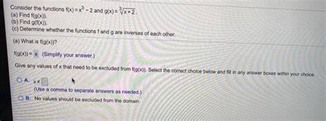solved consider the functions f x x2 2 and g x x 2