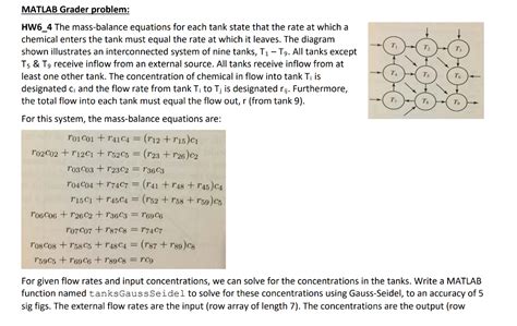 Matlab Grader Problem Hw64 The Mass Balance