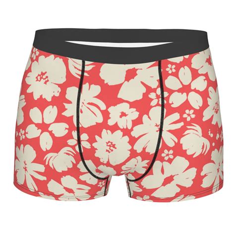 Disketp Beige Flowers Mens Boxer Briefs Soft And Breathable Cotton