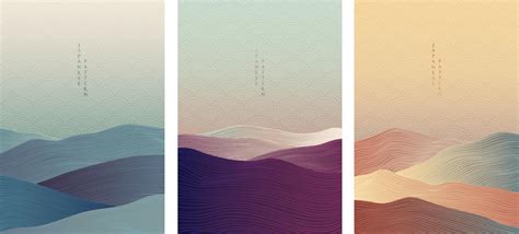 Japanese Background With Line Wave Pattern Vector Abstract Template With Geometric Pattern