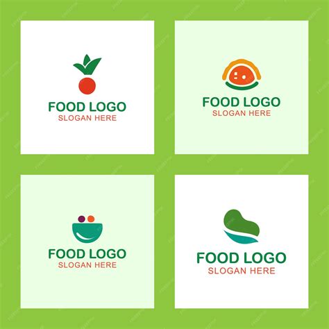 터 식품 다채로운 로고 ⁇ 블럼 세트 프리미엄 벡터