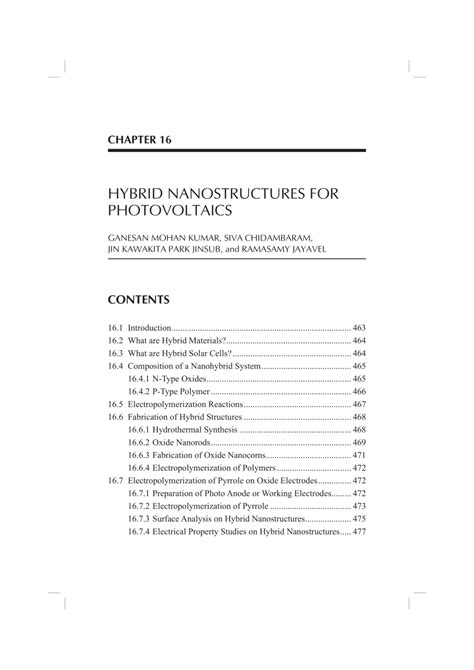 Pdf Hybrid Nanostructures For Photovoltaics