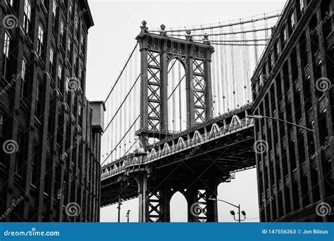 Washington Street And The Manhattan Bridge In Dumbo Brooklyn New
