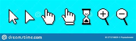 Pixel Cursor Or Computer Mouse Pointer Icons Set Pixel Art Cursors