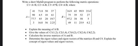 Solved Write A Short Matlab Program To Perform The Following