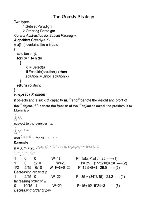 Solution Greedy Knapsack Problem Design And Analysis Of Algorithm