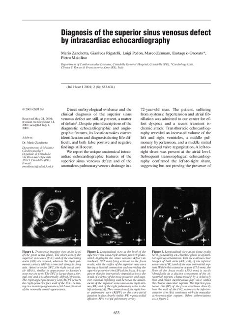 Pdf Diagnosis Of The Superior Sinus Venosus Defect By Intracardiac