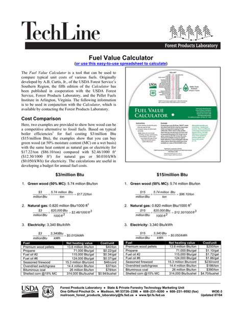 Fuel Value Calculator Compare Fuel Costs And Heating Values