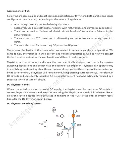 Scr Applications V Pdf Direct Current Switch