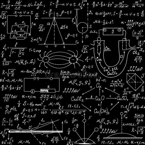 Math Scientific Vector Seamless Pattern With Mathematical Formulas Plots And Calculations On