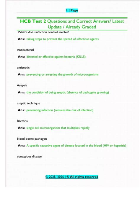 Hcb Test 2 Infection Control Vital Signs And Prehospital Assessment