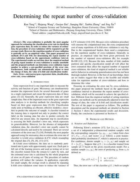 Pdf Determining The Repeat Number Of Cross Validation