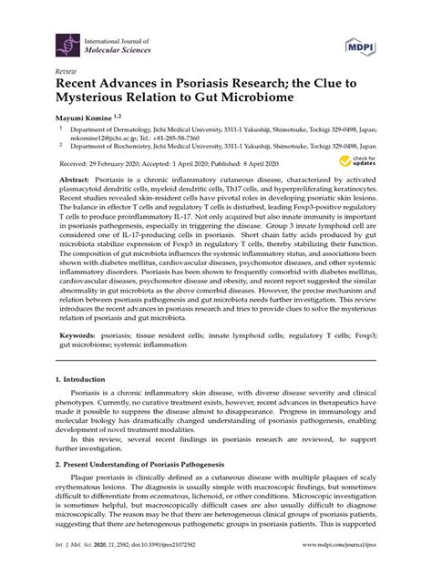 Recent Advances In Psoriasis Research The Clue To Mysterious Relation To Gut Microbiome Pdf