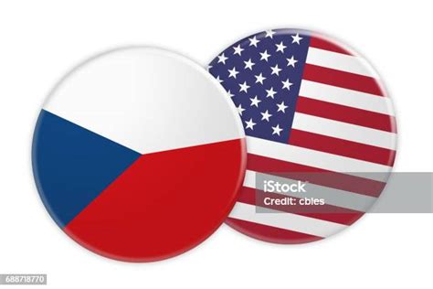 뉴스 개념 체코 공화국 국기에 미국 플래그 단추 백색 배경에 3d 그림 3차원 형태에 대한 스톡 벡터 아트 및 기타 이미지 3차원 형태 International