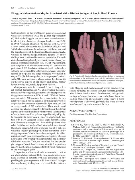 Pdf Filaggrin Null Mutations May Be Associated With A Distinct