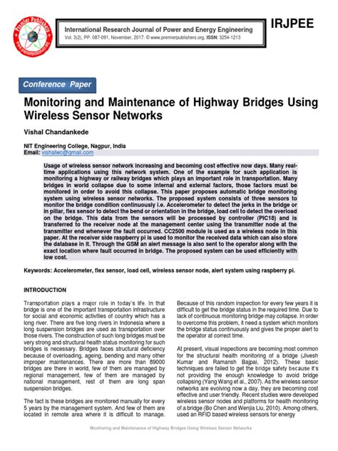 Monitoring And Maintenance Of Highway Bridges Using Wireless Sensor Networks Pdf Wireless