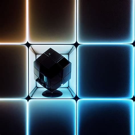 Premium Photo Black 3d Render Futuristic Cube