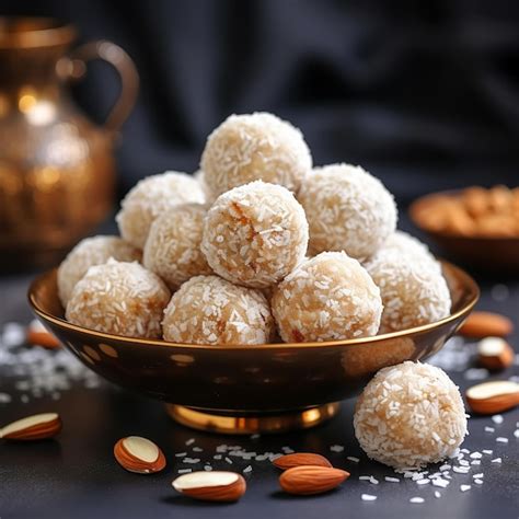 Premium Ai Image Illustration Of Indian Winter Delicacy White Ball Shaped Tilgul Generative Ai