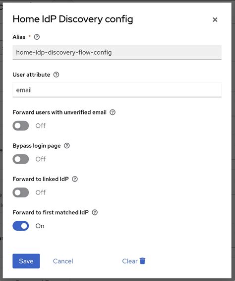 Configuration Keycloak Home Idp Discovery