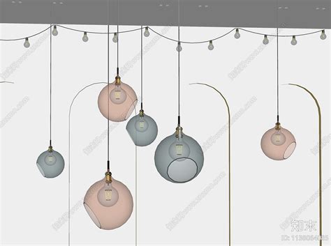 现代艺术球形吊灯su模型下载【id 1138064085】 知末su模型网