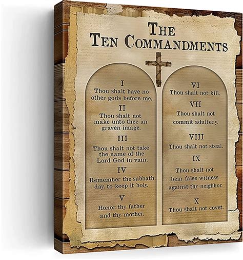 Souldoor 10 Commandments Wall Art Christian Canvas Vintage