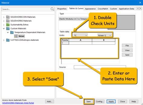 Solidworks Create Temperature Dependent Custom Materials